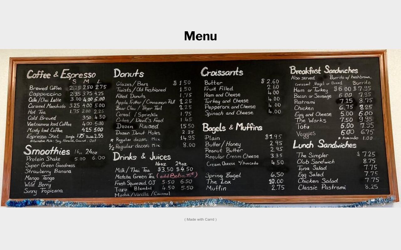 Donut Hub Menu